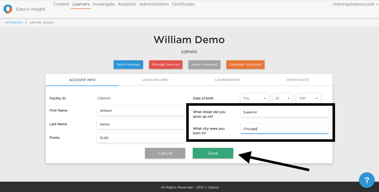 How To Reset A Learner S Password